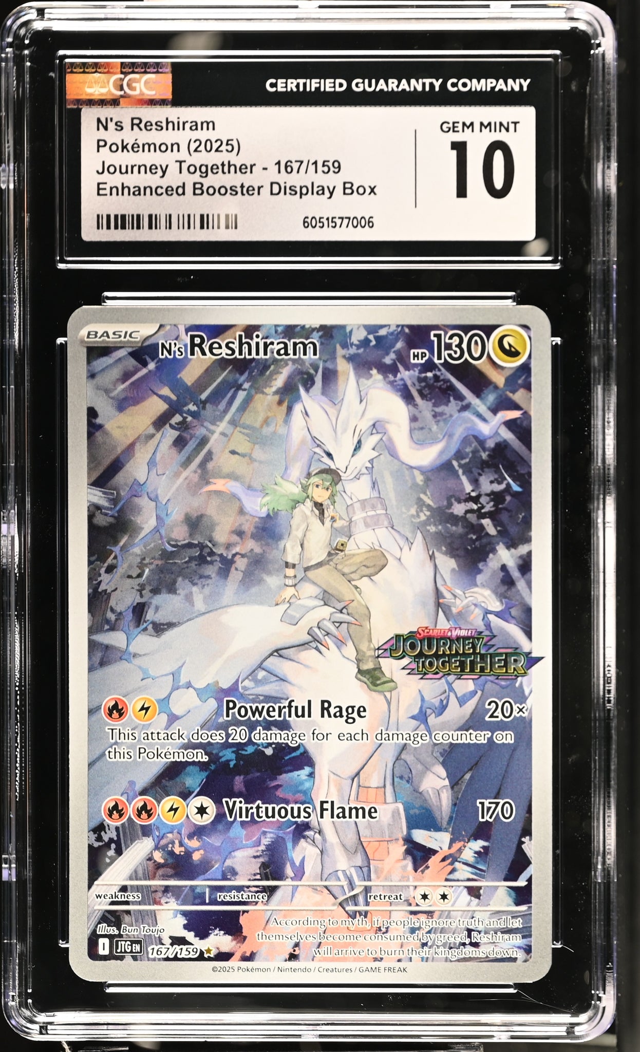 CGC GEM 10 N's Reshiram Illustration Rare Stamped Promo (Graded Card ...
